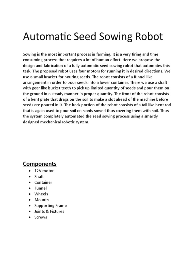 Automatic Seed Sowing Robot | PDF