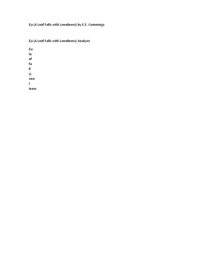 L (A (A Leaf Falls With Loneliness) by E.E. Cummings | PDF