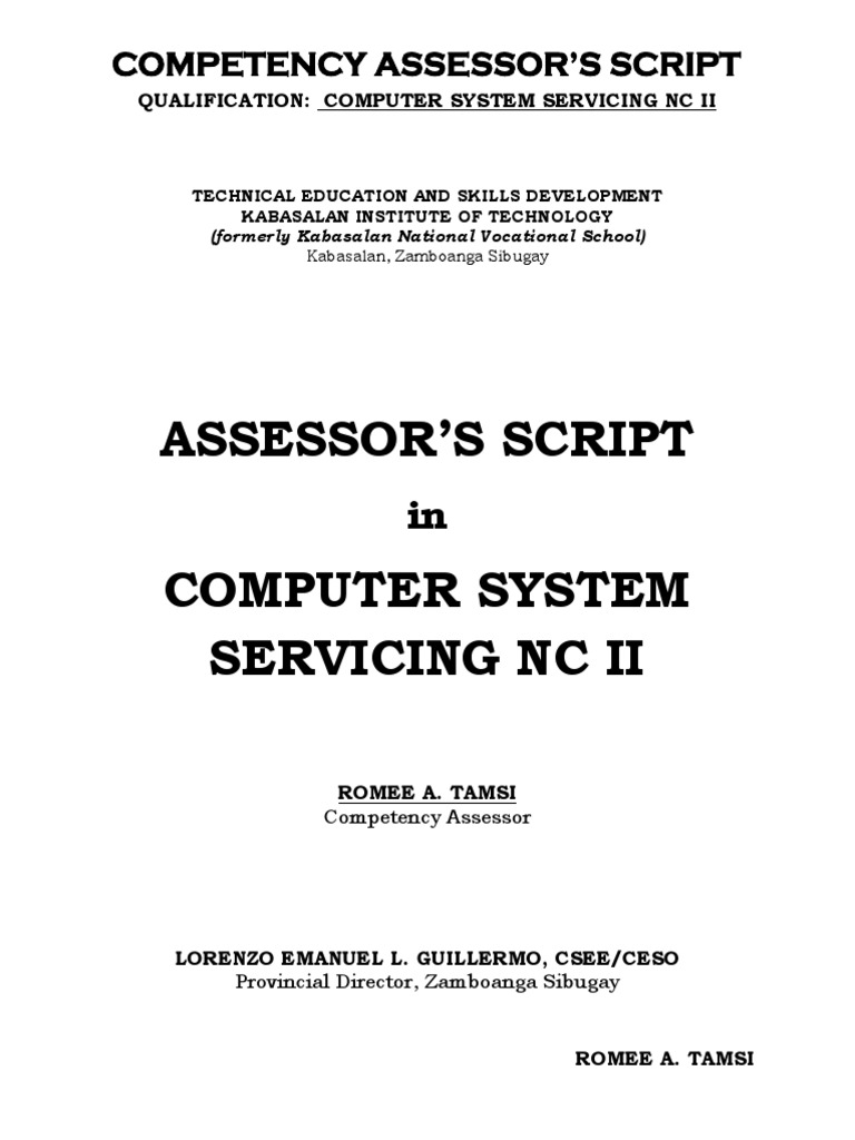 Assessors Script CSS NC II | PDF | Computer Network | Telecommunications