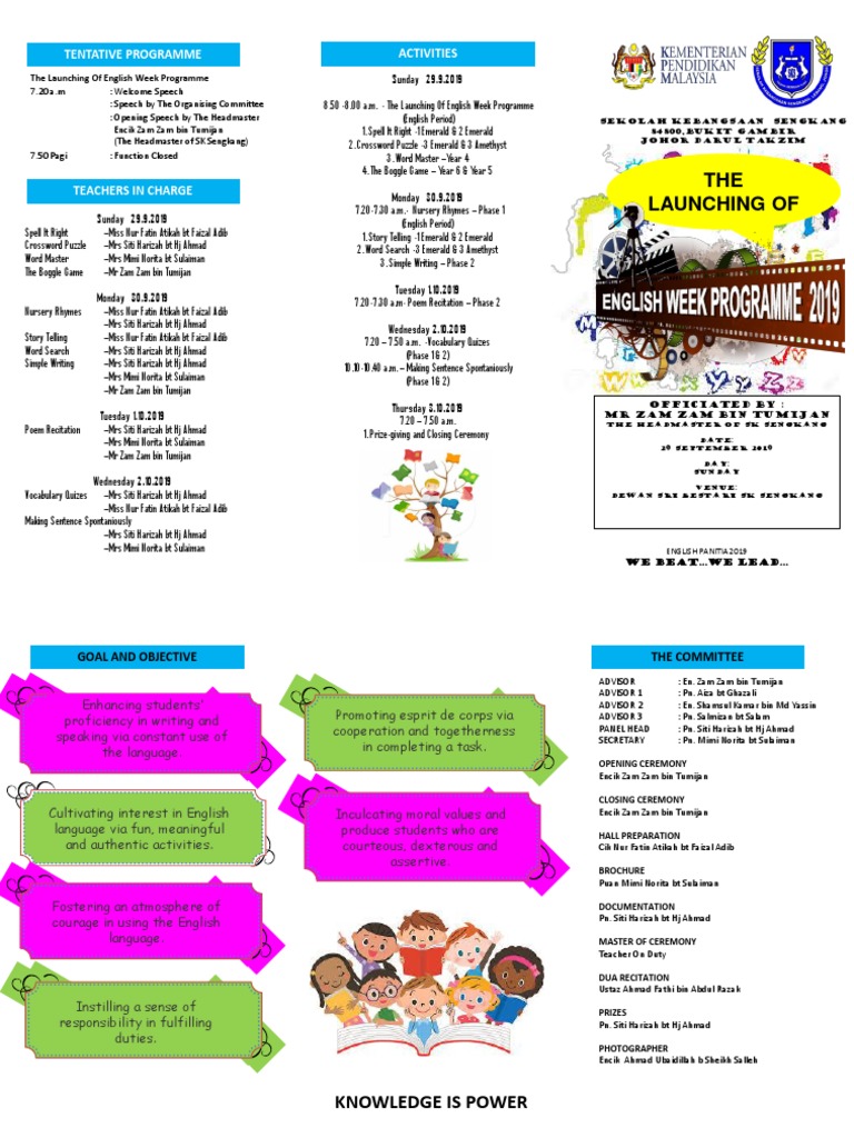 Brochure English Week 2019 | PDF | Puzzles | Games Of Mental Skill