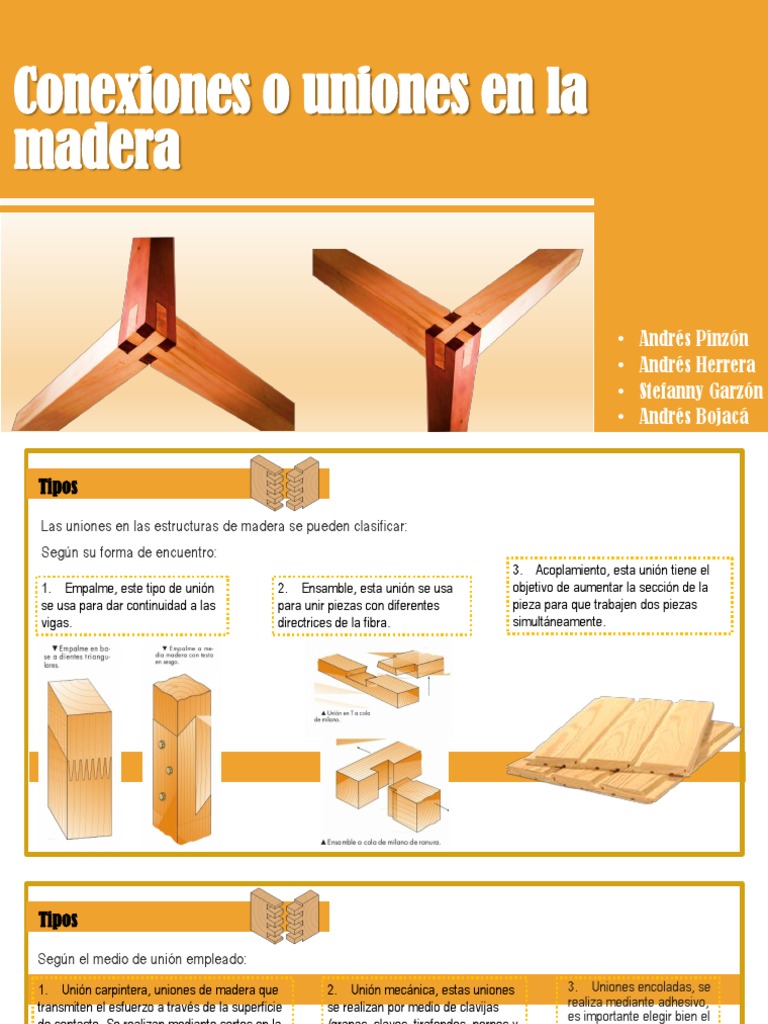 Conexiones o Uniones en La Madera | PDF | Madera | Tornillo