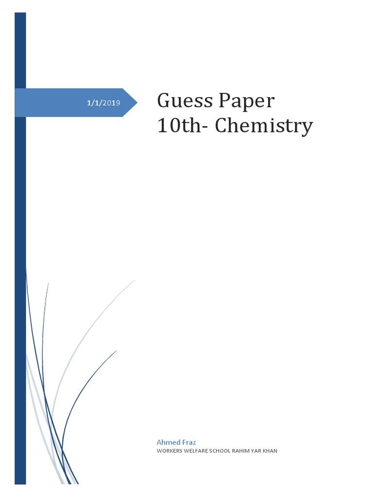 10TH GUESS Chemistry - For - 1 | PDF | Chemical Reactions | Acid