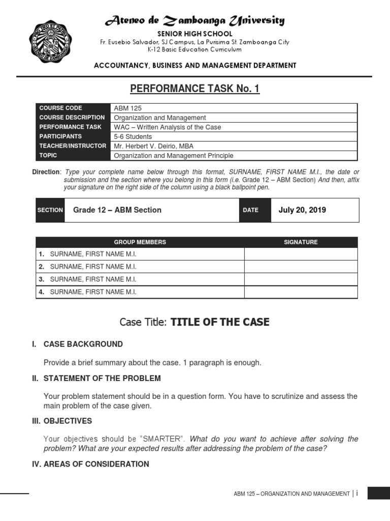 Case Study Template | PDF | Swot Analysis | Case Study