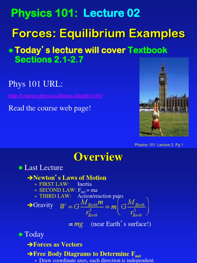 Forces: Equilibrium Examples: Physics 101 | PDF | Tension (Physics) | Force