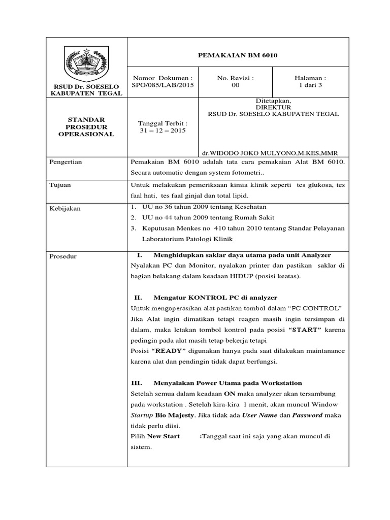 Pemakaian BM6010 | PDF