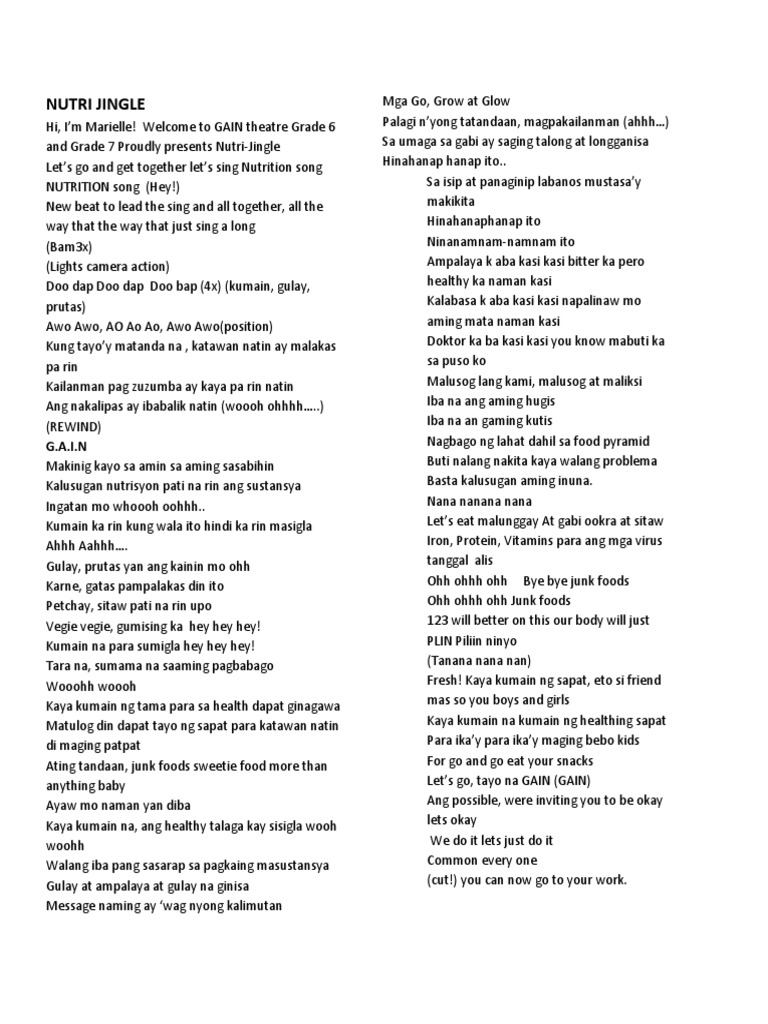 Nutri Jingle | PDF