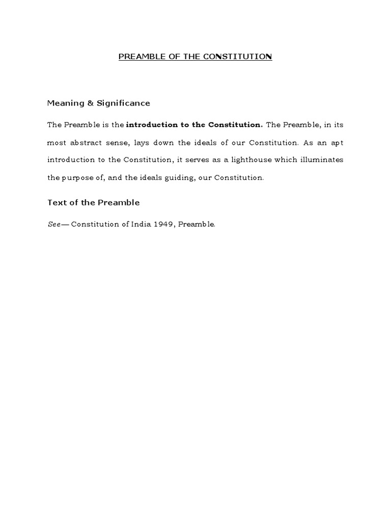 Significance of the Constitution's Preamble | PDF | United States ...