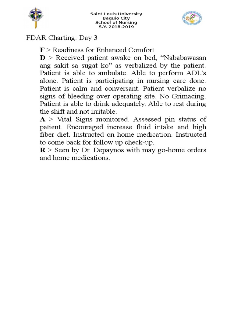 FDAR Charting for Post-Op Care | PDF