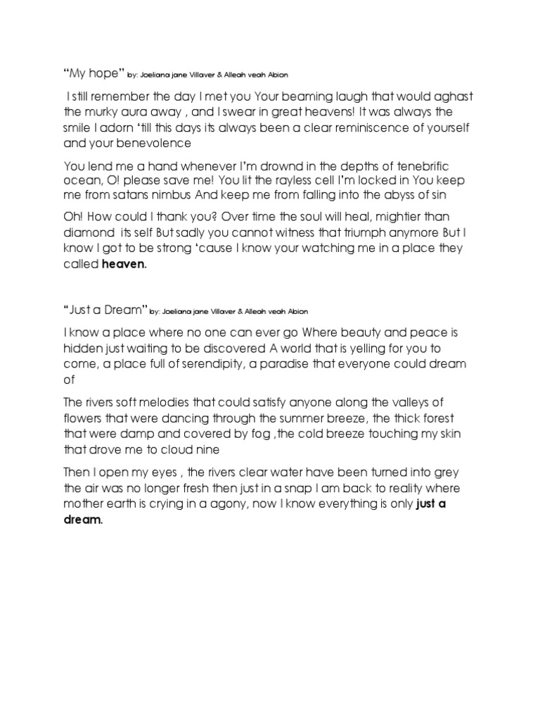 Just a Dream: A Reflection on Hope | PDF