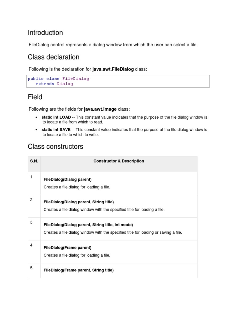 Java File Dialog Box Pdf Computer File Operating System Technology
