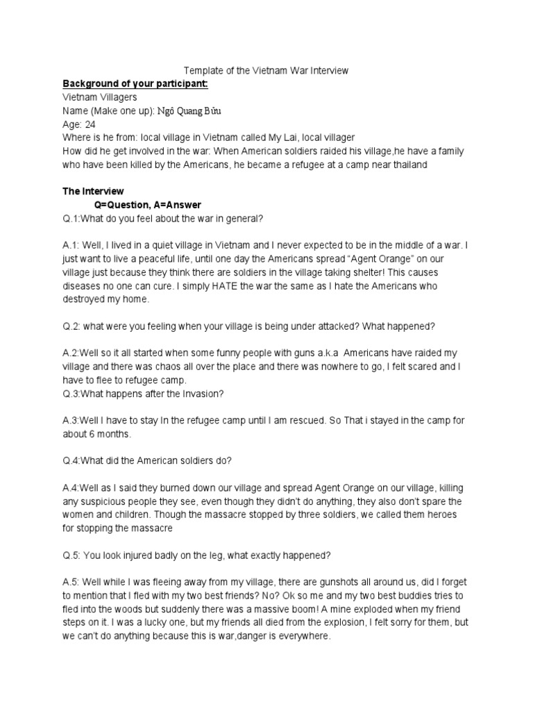 Zihan Lu - Template of The Vietnam War Interview 1 | PDF | Vietnam War ...