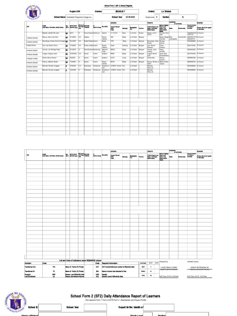 School Form Compilation | PDF