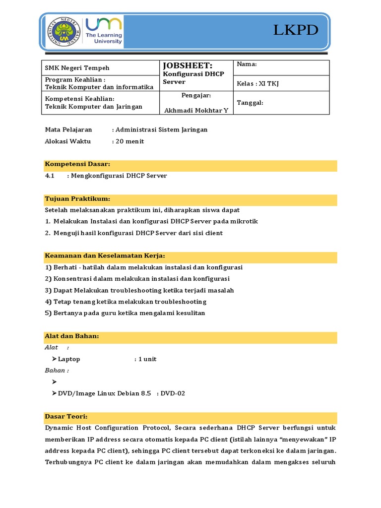 LKPD DHCP Server | PDF