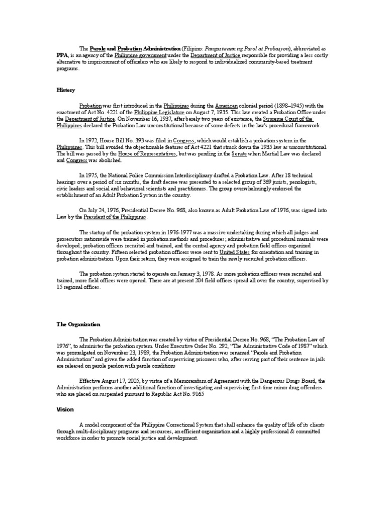 The Parole and Probation Administration | Probation | Penology | Free ...