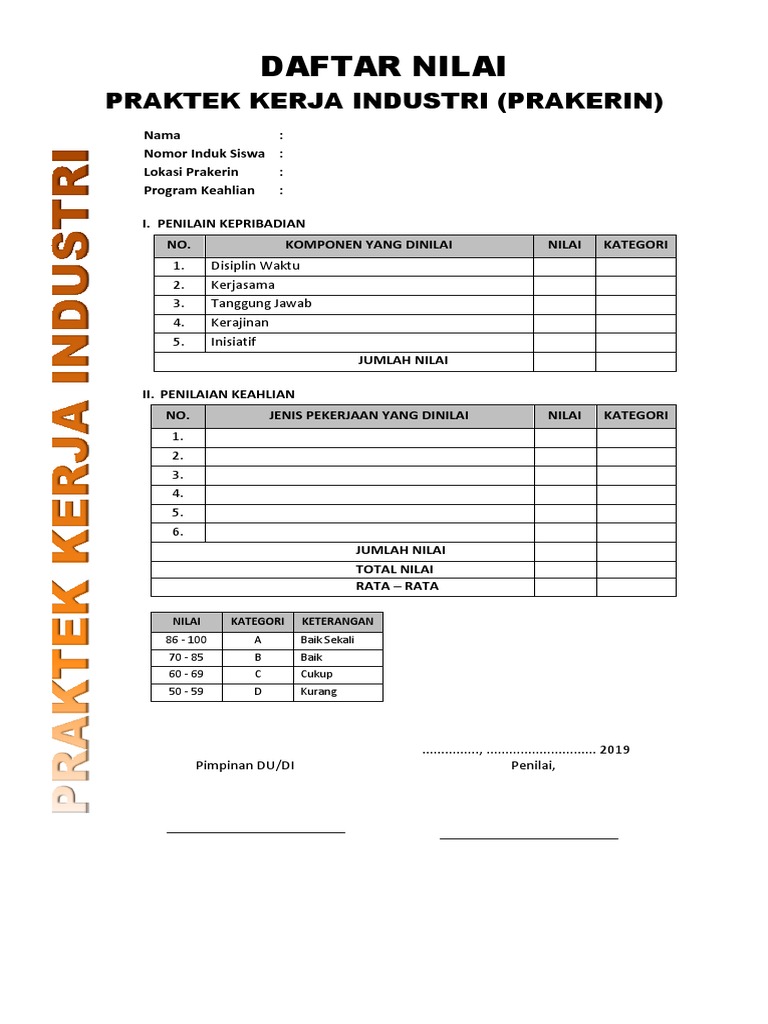 Daftar Nilai PKL | PDF | Seni