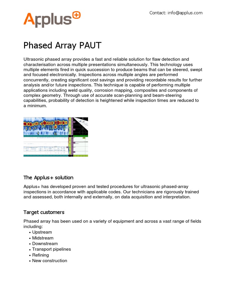 Phased Array PAUT: The Applus+ Solution | PDF | Ultrasound | Applied ...