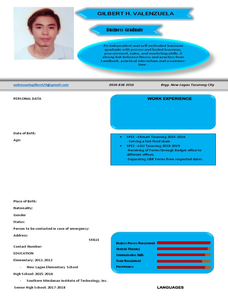 Business Graduate Gilbert Valenzuela's Resume | PDF | Business ...