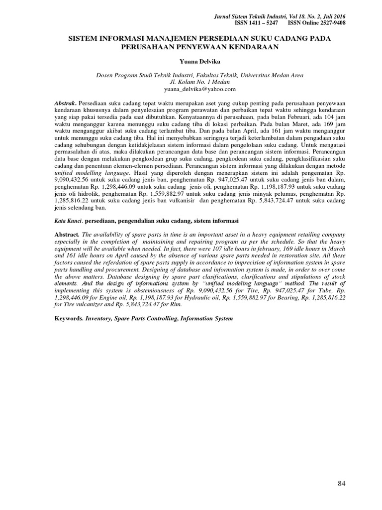 Sistem Informasi Manajemen Persediaan Suku Cadang Pada Perusahaan ...