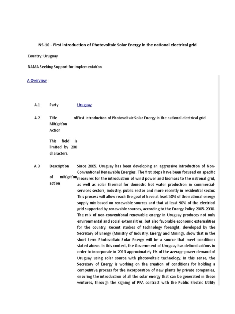 Sample NAMA | PDF | Renewable Energy | Solar Power