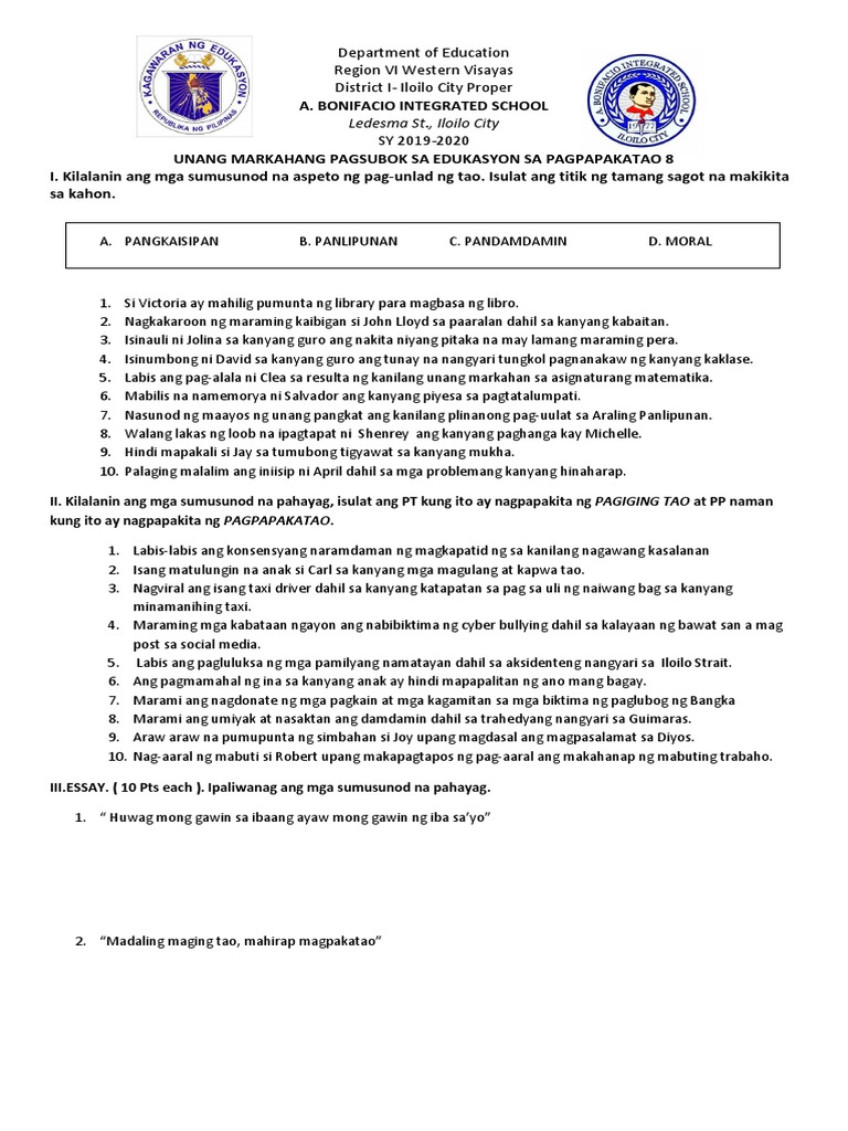 Esp 8 1st Grading | PDF