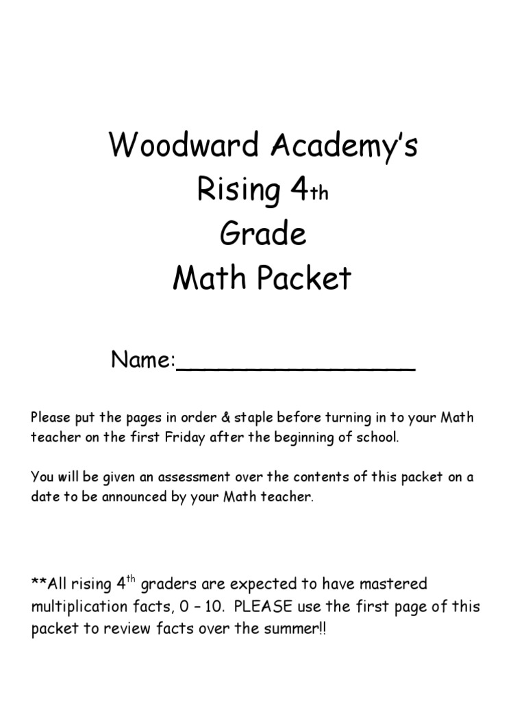 Rising 4th Grade Math Summer Packet | PDF | Elementary Geometry | Geometry