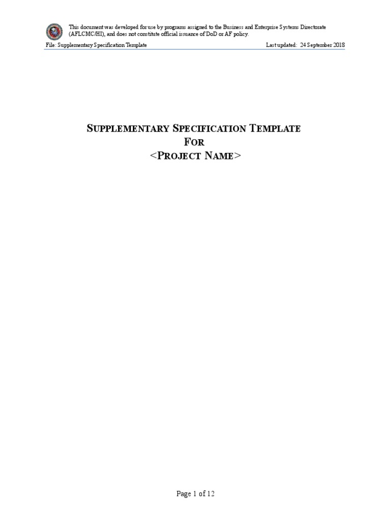 Supplementary Specification Template | PDF | Use Case | Class (Computer ...