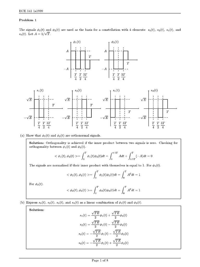 ECE 141 ps1 Prob1 Sol PDF | PDF