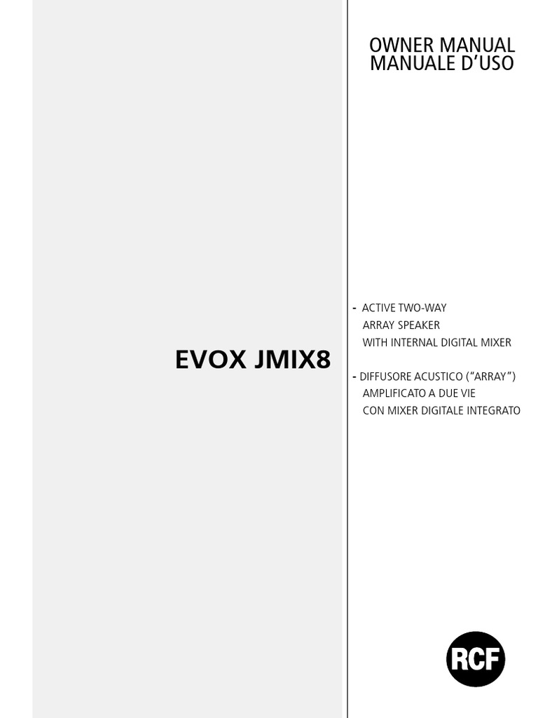 User Manual Evox Jmix8 | PDF | Equalization (Audio) | Loudspeaker