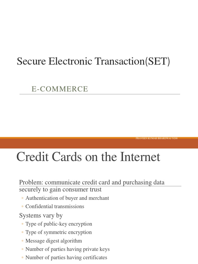 Secure Electronic Transaction (SET) : E-Commerce | PDF | Transport ...