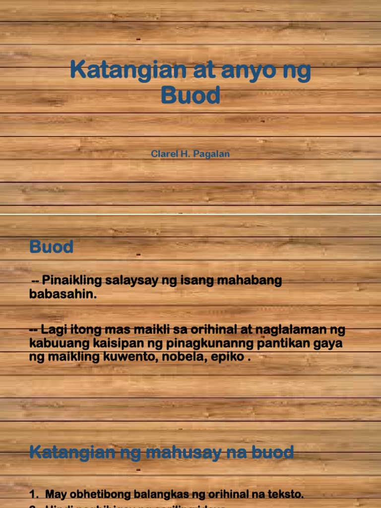 Katangian ng buod