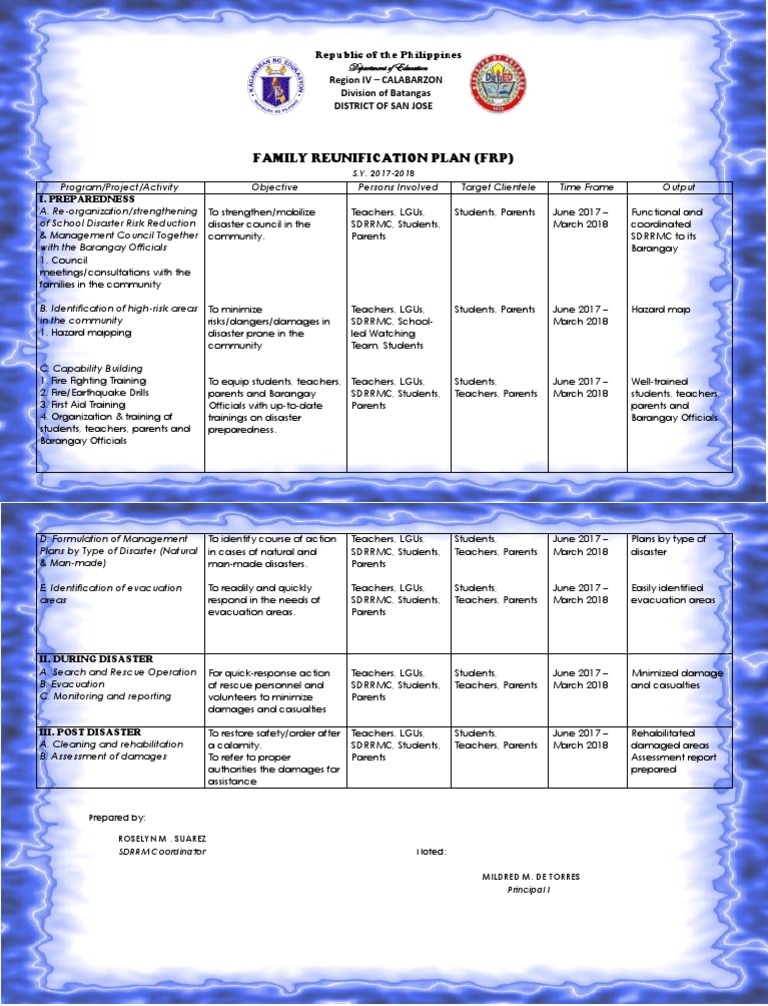 Family Reunification Plan Overview | PDF | Emergency Management | Disasters