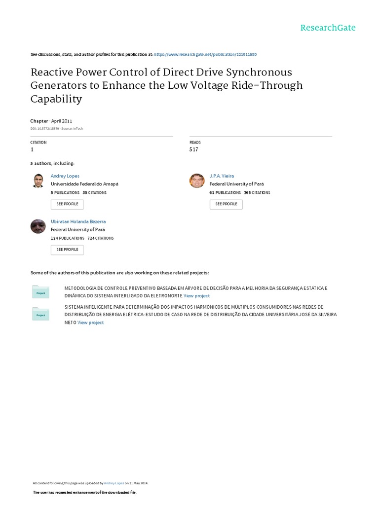 Reactive Power Control of Direct Drive Synchronous Generators To ...