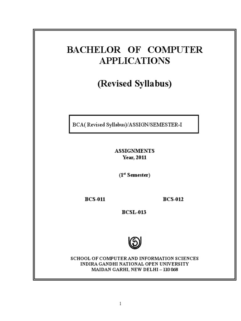 Bca Revised Ist Sem Assignment | PDF | Computer Network | Operating System