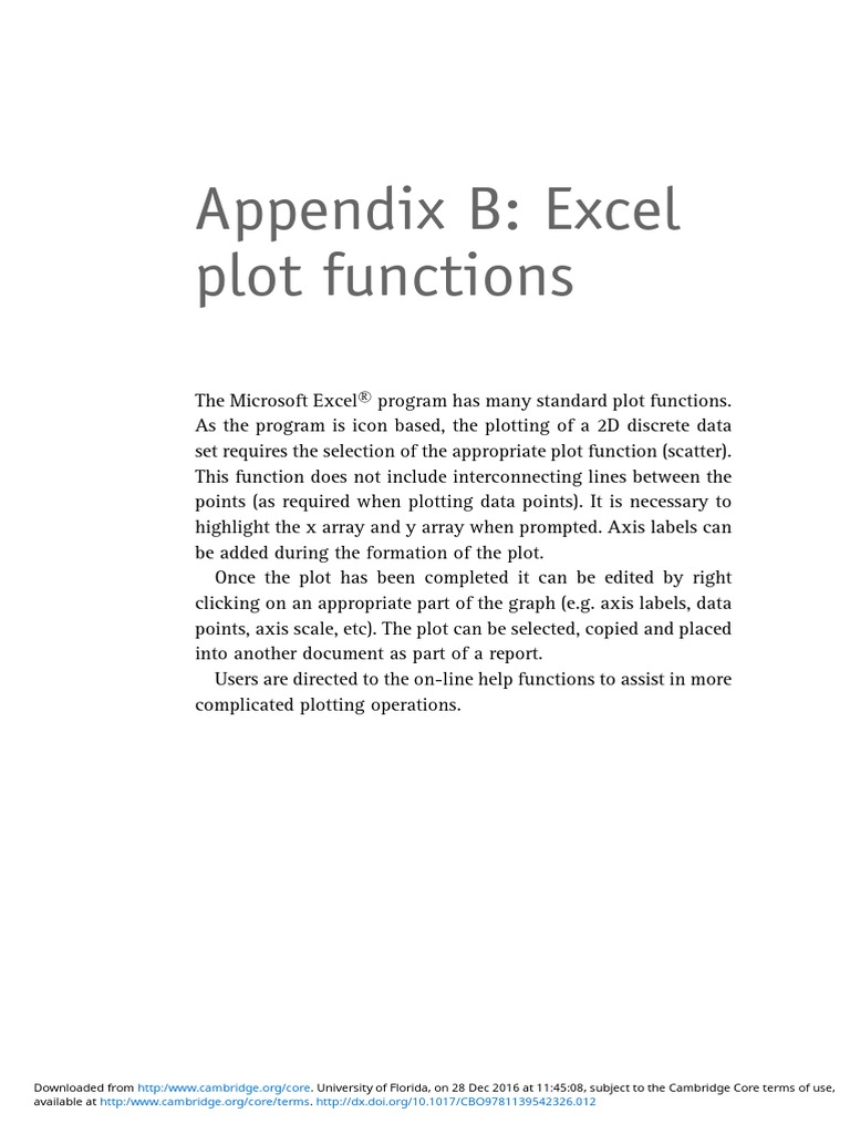 Appendix B: Excel Plot Functions | PDF
