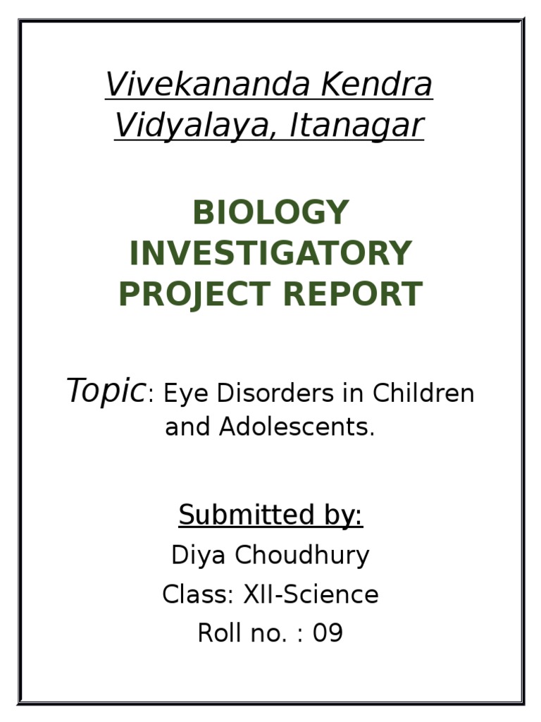 Eye Disorders in Children Project | PDF | Human Eye | Eye