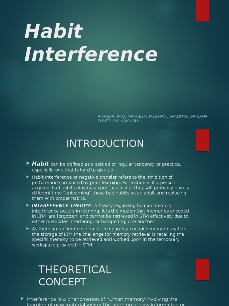 Habit Interference | PDF | Psychology | Neuropsychology