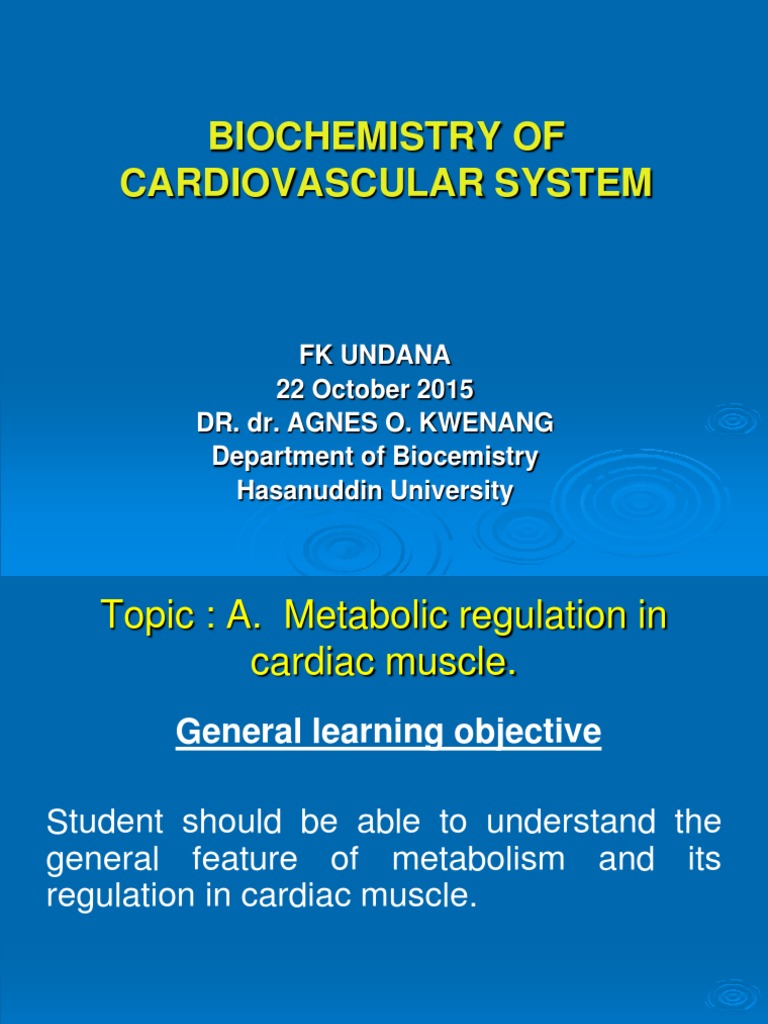 Biochemistry of Cardiovascular System | PDF | Adenosine Triphosphate ...