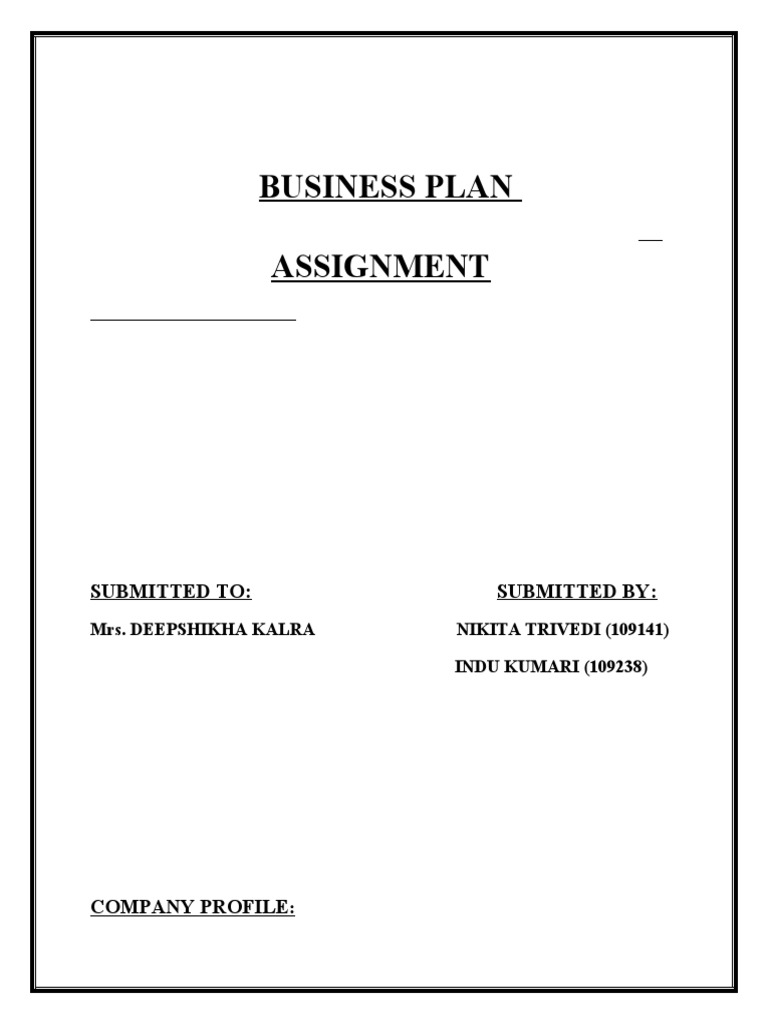 Business Plan Assignment: Submitted To: Submitted by | PDF | Personal ...