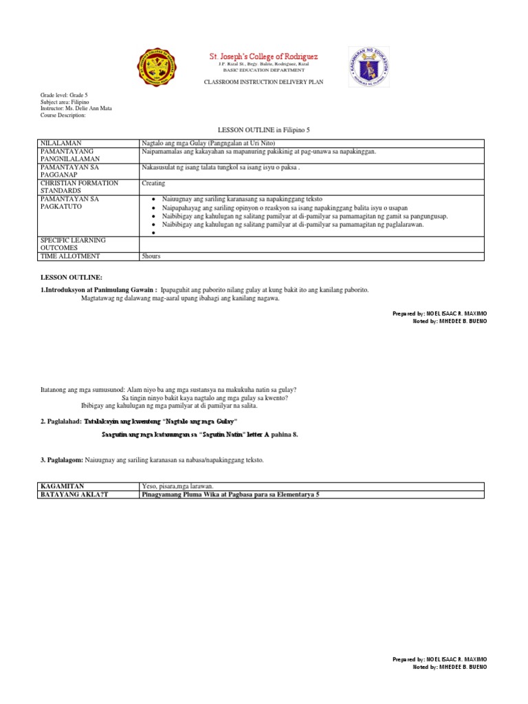 Lesson Outline | PDF