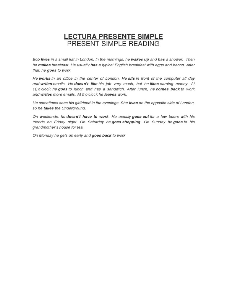 Lectura Presente Simple | PDF