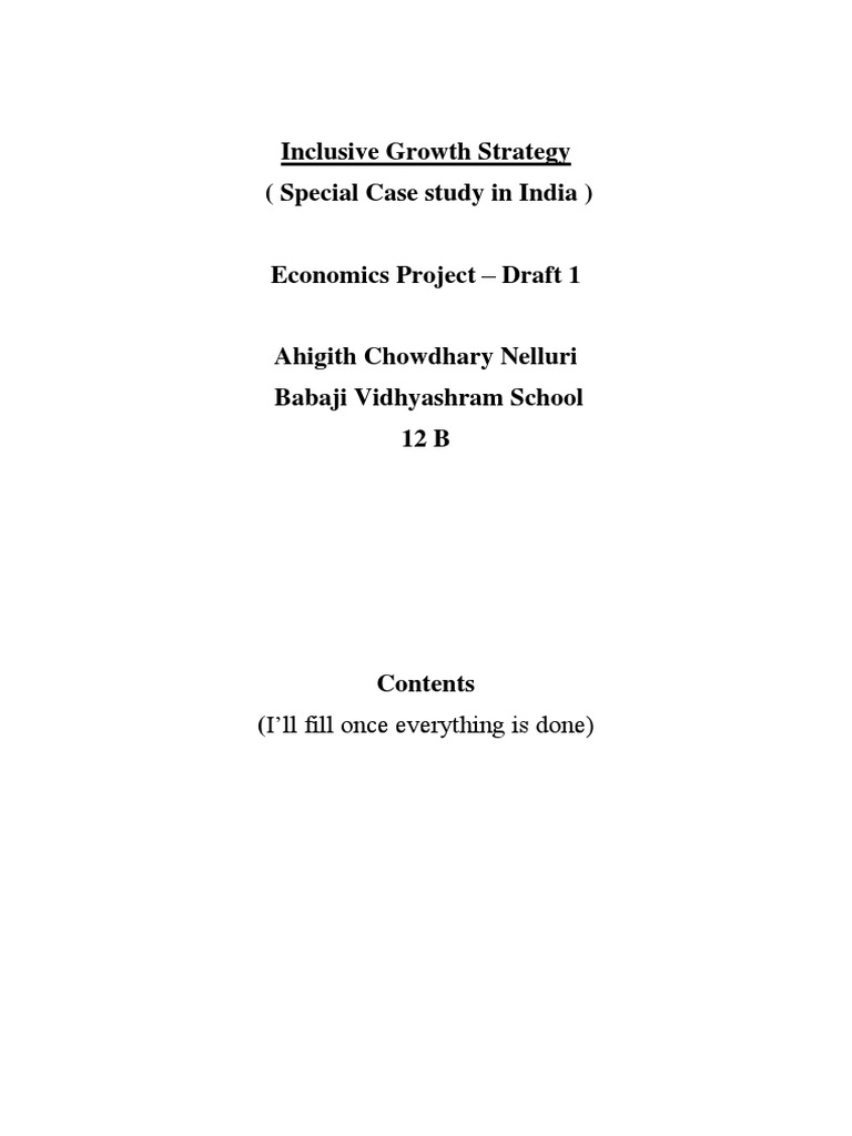 Inclusive Growth Strategy (Special Case Study in India) | PDF ...