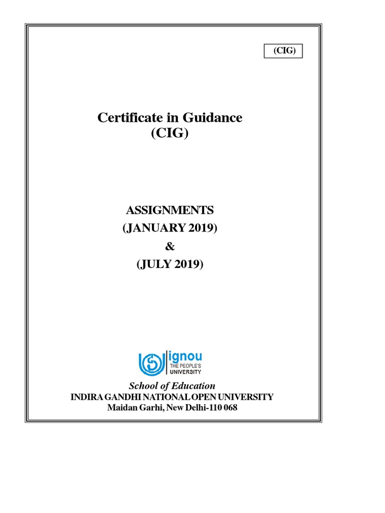 Certificate in Guidance Assignments 2019 | PDF | Career & Growth | Self ...