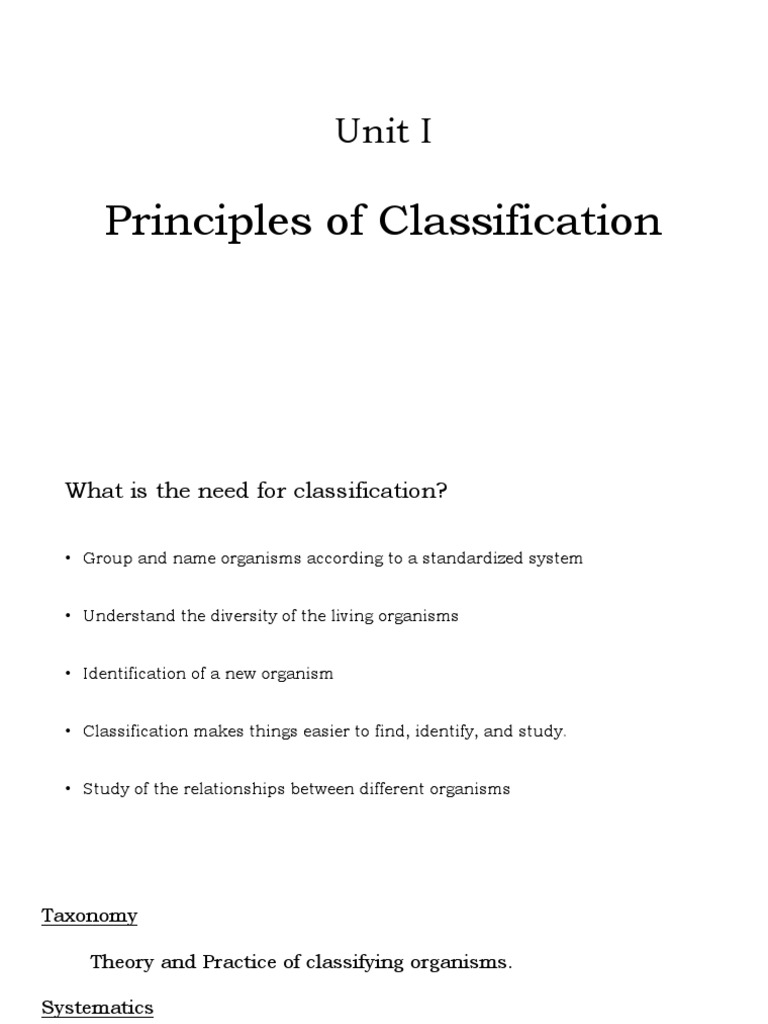 Principles of Classification: Understanding the Diversity of Organisms ...