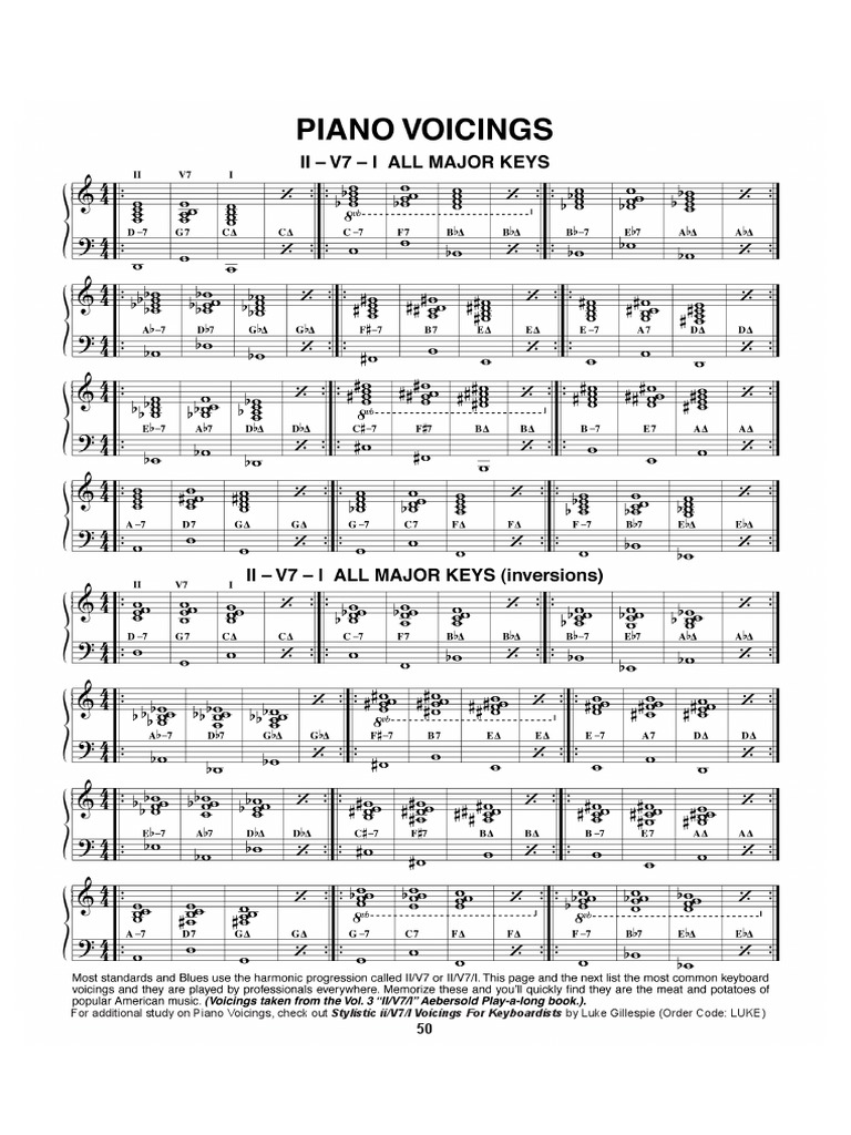 For Additional Study On Piano Voicings, Check Out Stylistic ii/V7/I Voicings For Keyboardists by ...