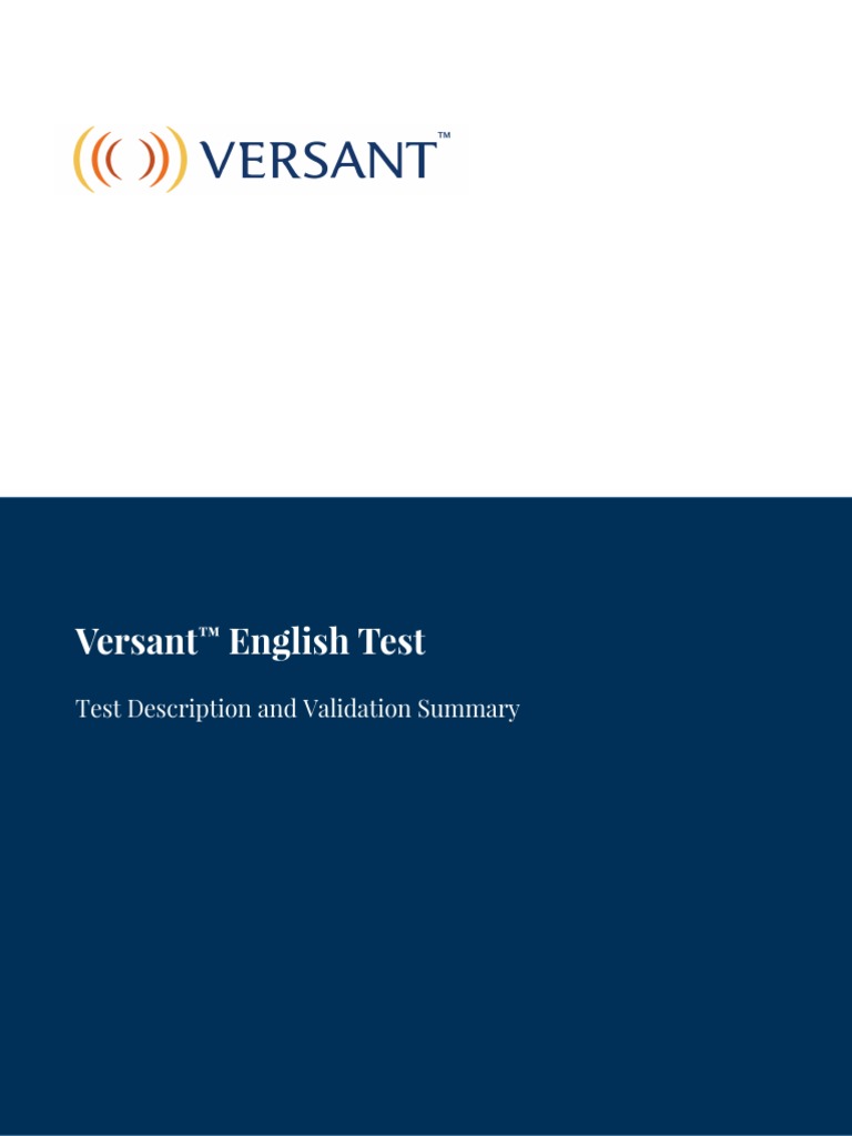 Versant English Test Description Validation Report | PDF | Fluency ...