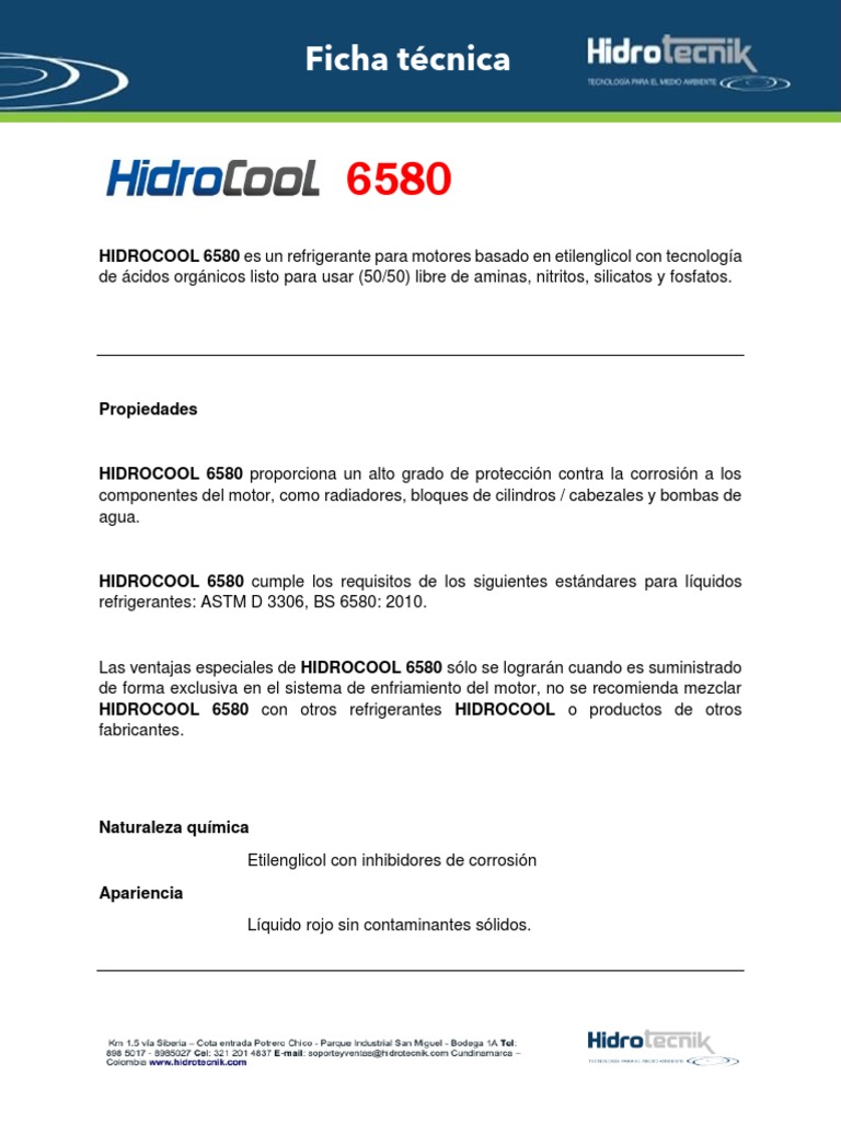 Ficha Técnica HidroCool 6580 | PDF | Corrosión | Aluminio