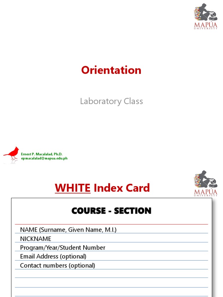 Orientation - Laboratory PDF | PDF