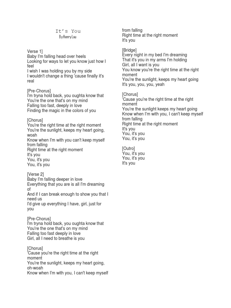 It's You - Henry Lau Lyrics | PDF