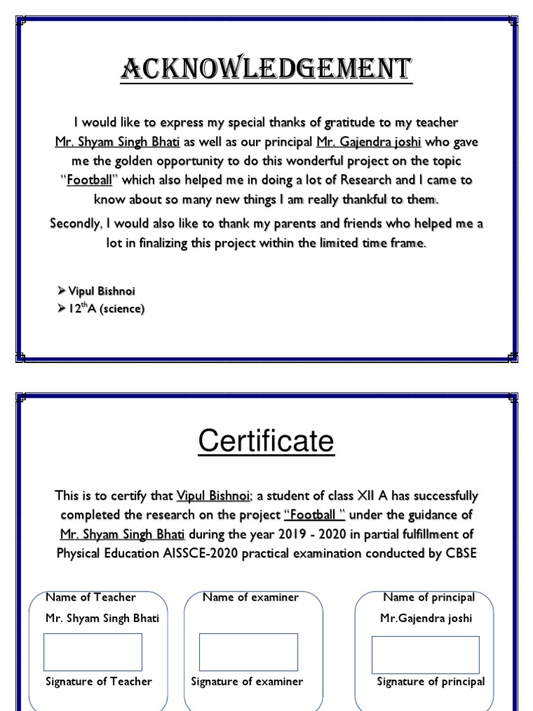 Acknowledgement and Certificate | PDF