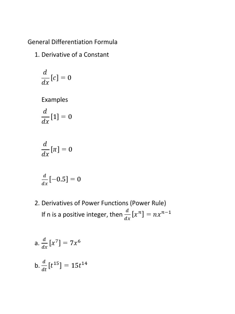 Reviewer Basic Differentiation | PDF | Derivative | Function (Mathematics)
